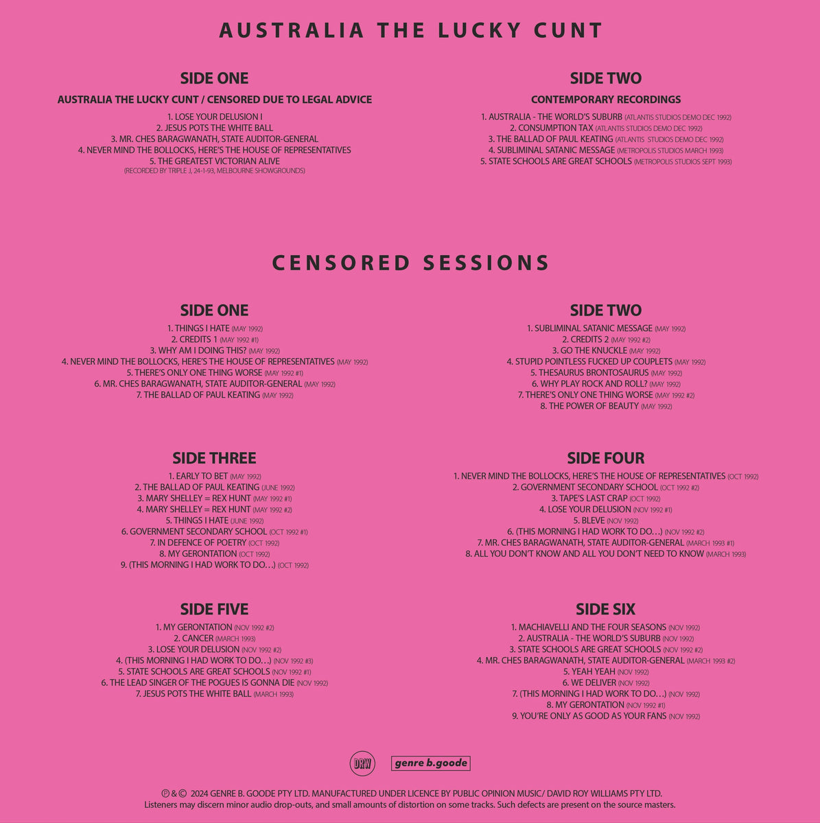 TISM - AUSTRALIA BOX - Australia The Lucky C*** - 4LP VINYL BOX SET ...